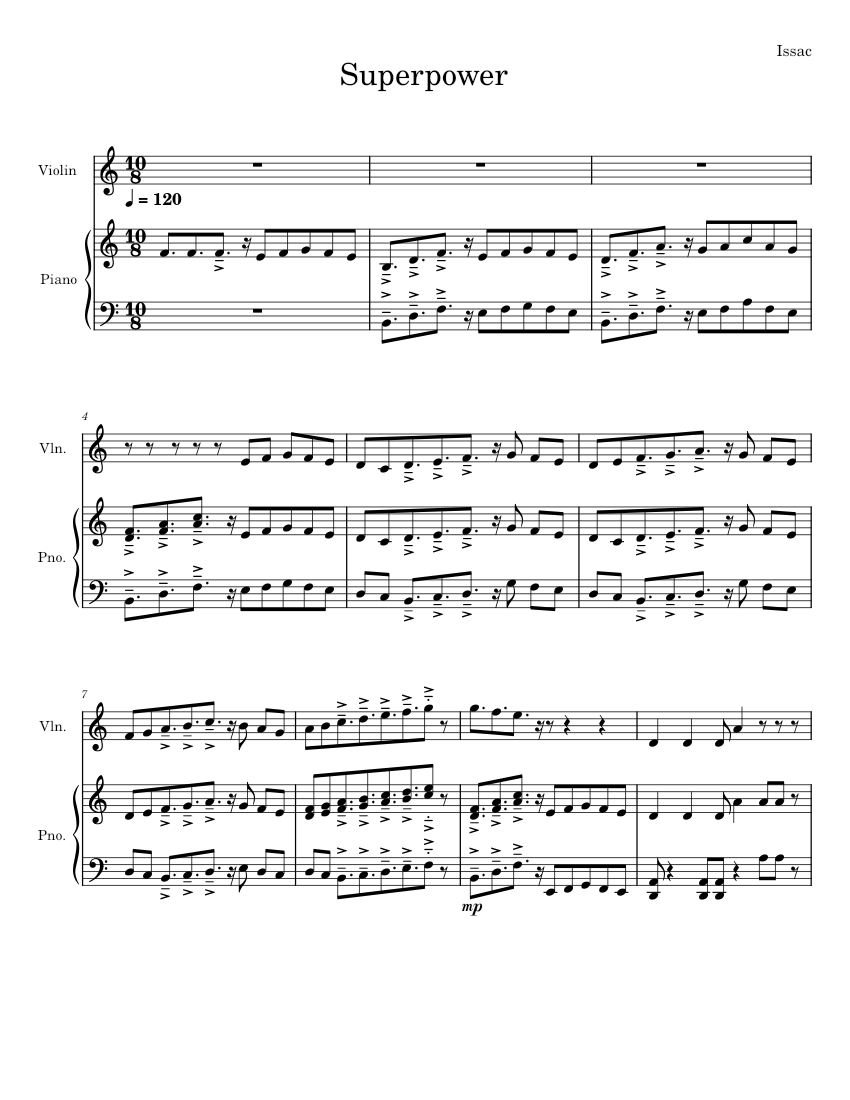 Superpower Sheet Music for Piano, Violin (Mixed Duet) | MuseScore.com