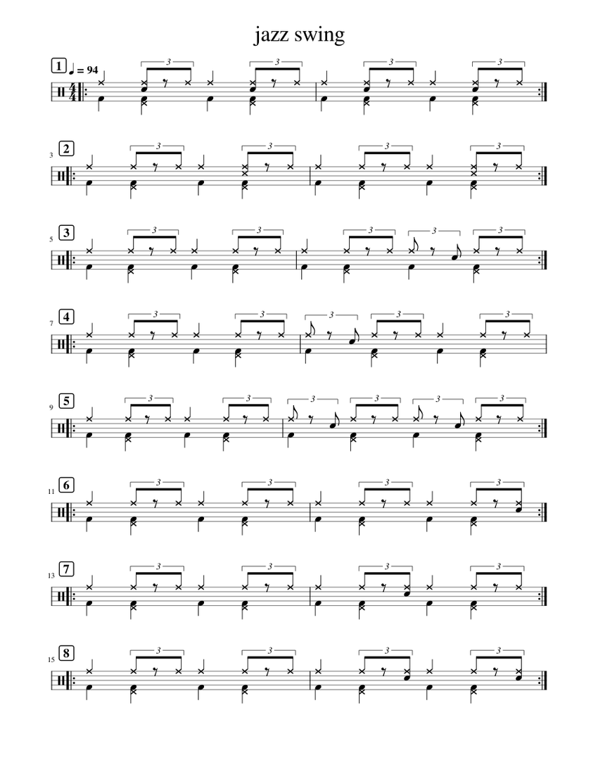 jazz swing Sheet Music for Drum group (Solo) | MuseScore.com