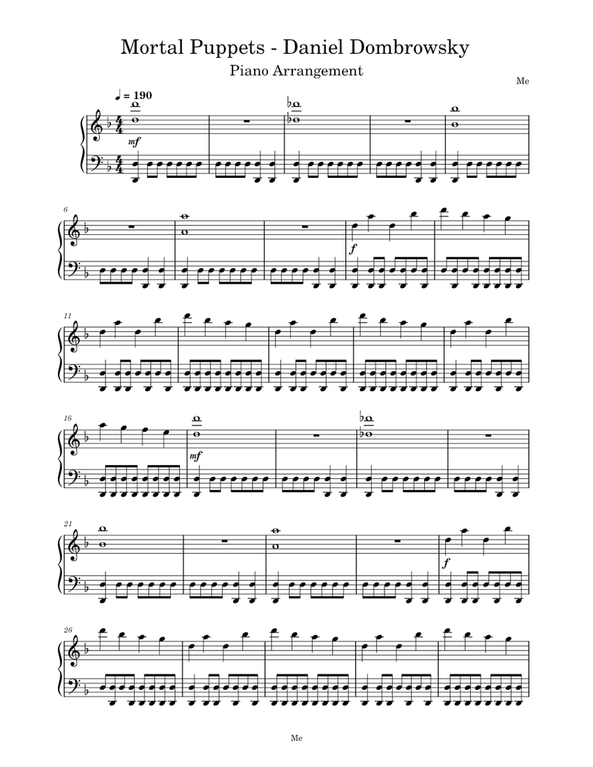 Mortal Puppets - Dark Deception – Daniel Dombrowsky Sheet music for ...