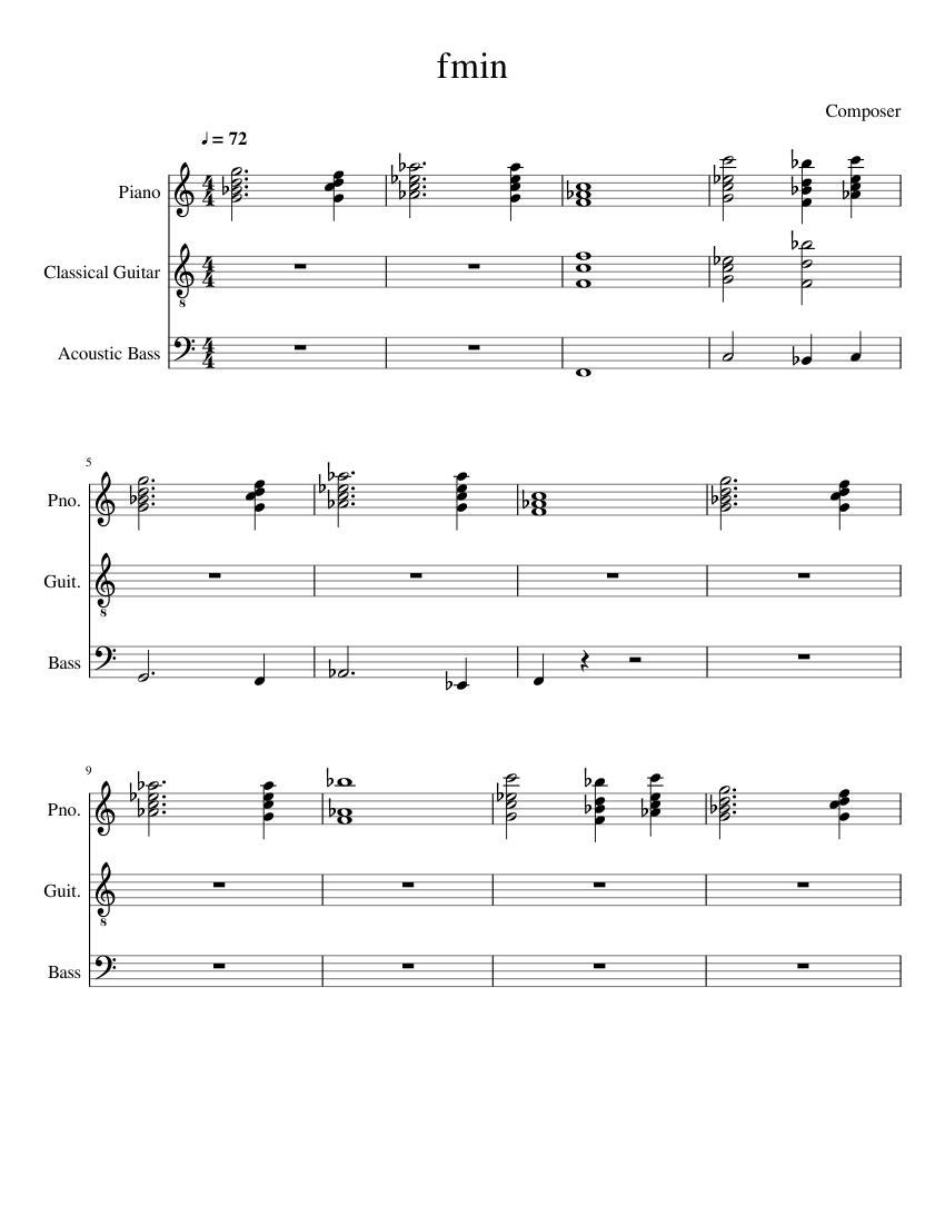fmin Sheet music for Piano, Guitar, Bass guitar (Mixed Trio ...
