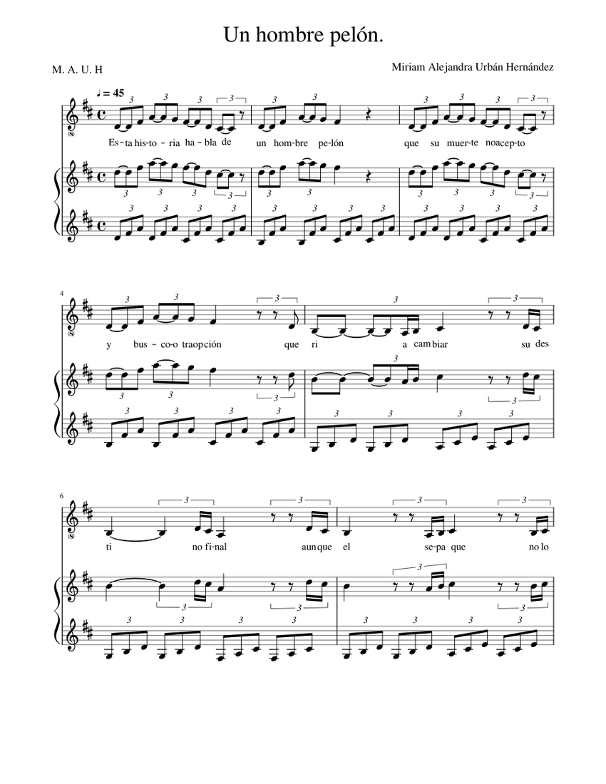 4 Un hombre pelón..... Sheet music for Piano, Vocals (Piano-Voice ...