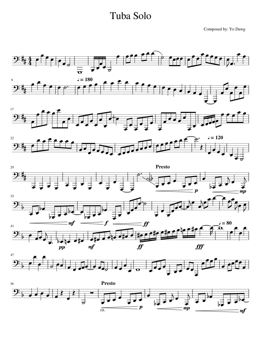 Tuba Solo Sheet Music for Tuba (Solo) | MuseScore.com