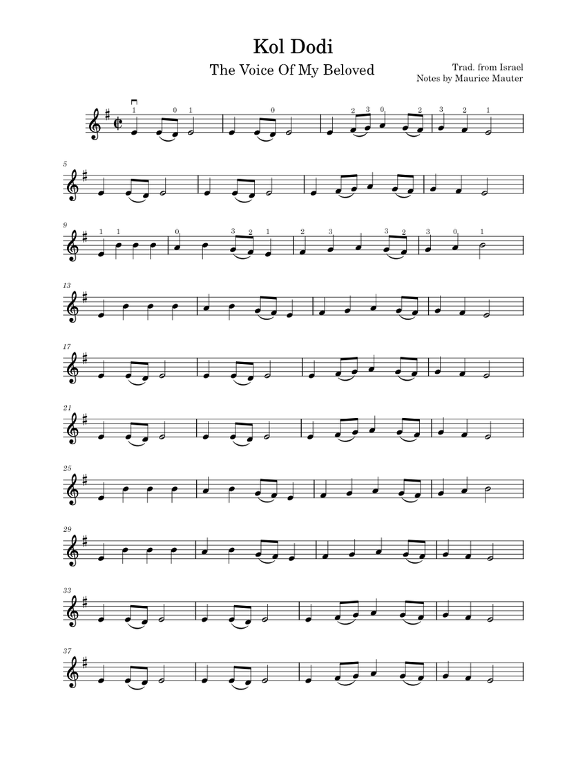 Kol Dodi Sheet Music for Piano (Solo) Easy | MuseScore.com