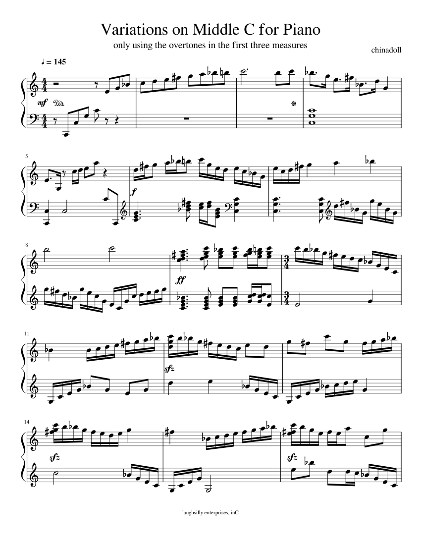 Variations on Middle C for Piano Sheet music for Piano (Solo ...
