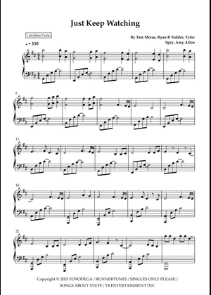 Play Official version of Just Keep Watching Sheet Music by Tate McRae ...