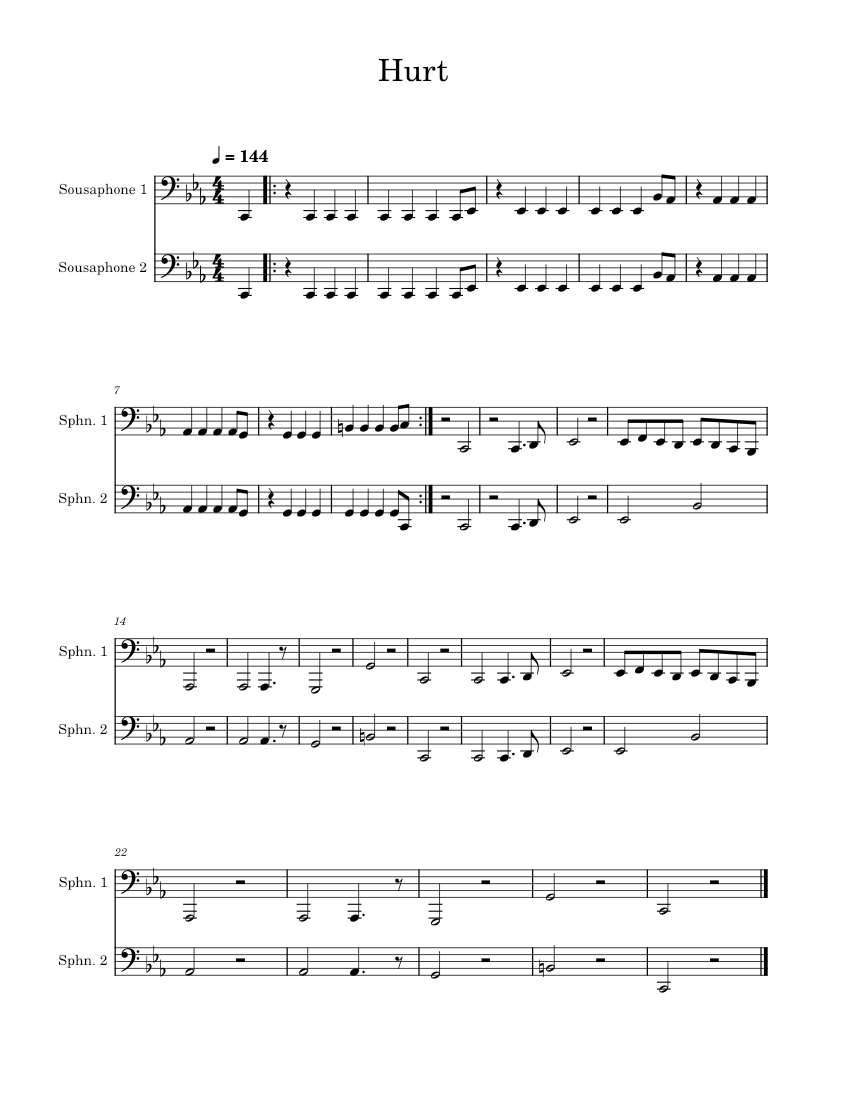 Hurt Sheet music for Brass (other) (Brass Duet) | Musescore.com