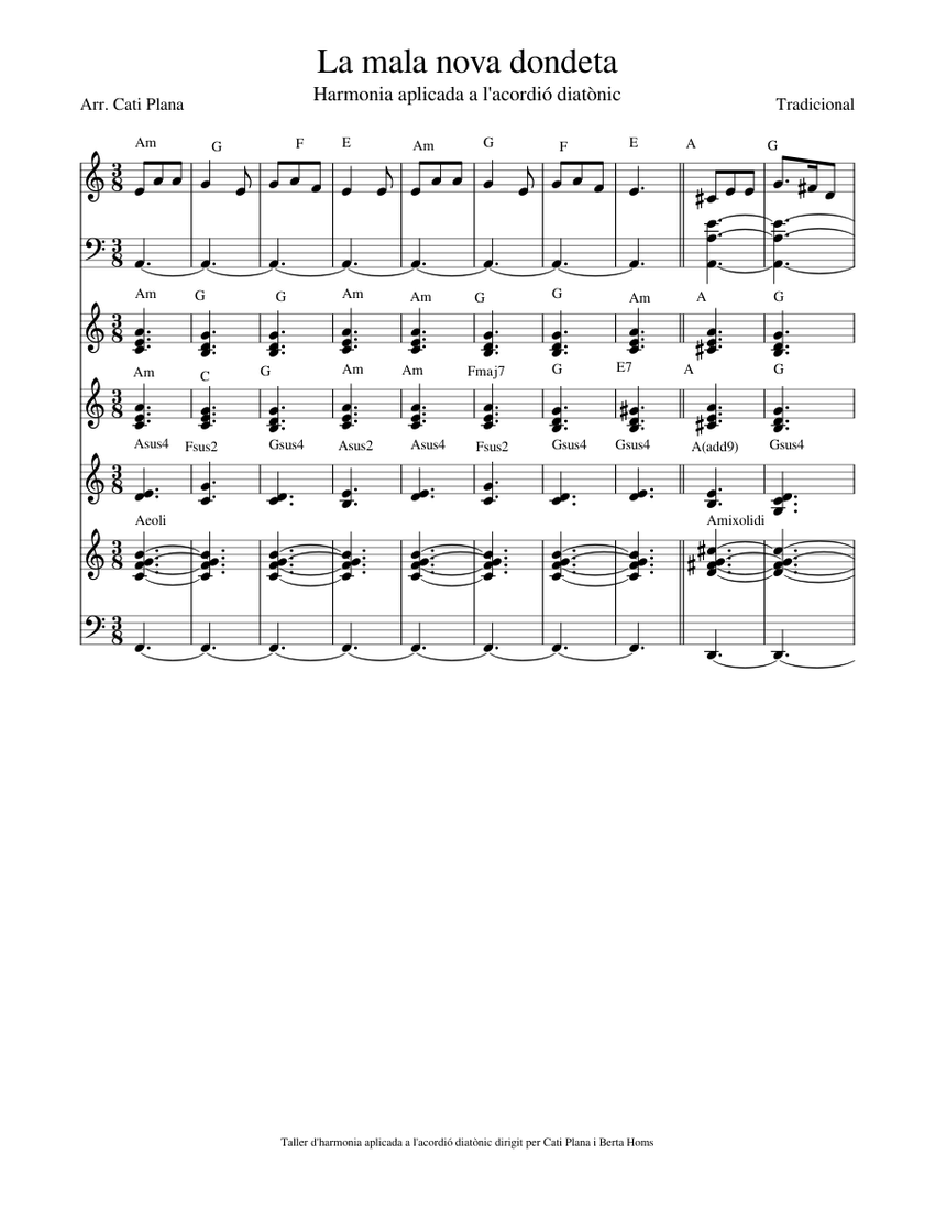 La mala nova dondeta Sheet Music for Piano (Mixed Quintet) | MuseScore.com
