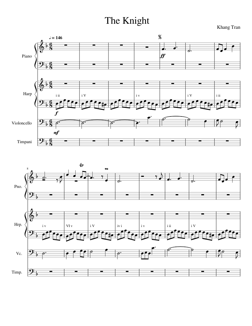The Knight Sheet music for Piano, Timpani, Cello, Harp (Mixed Quartet ...