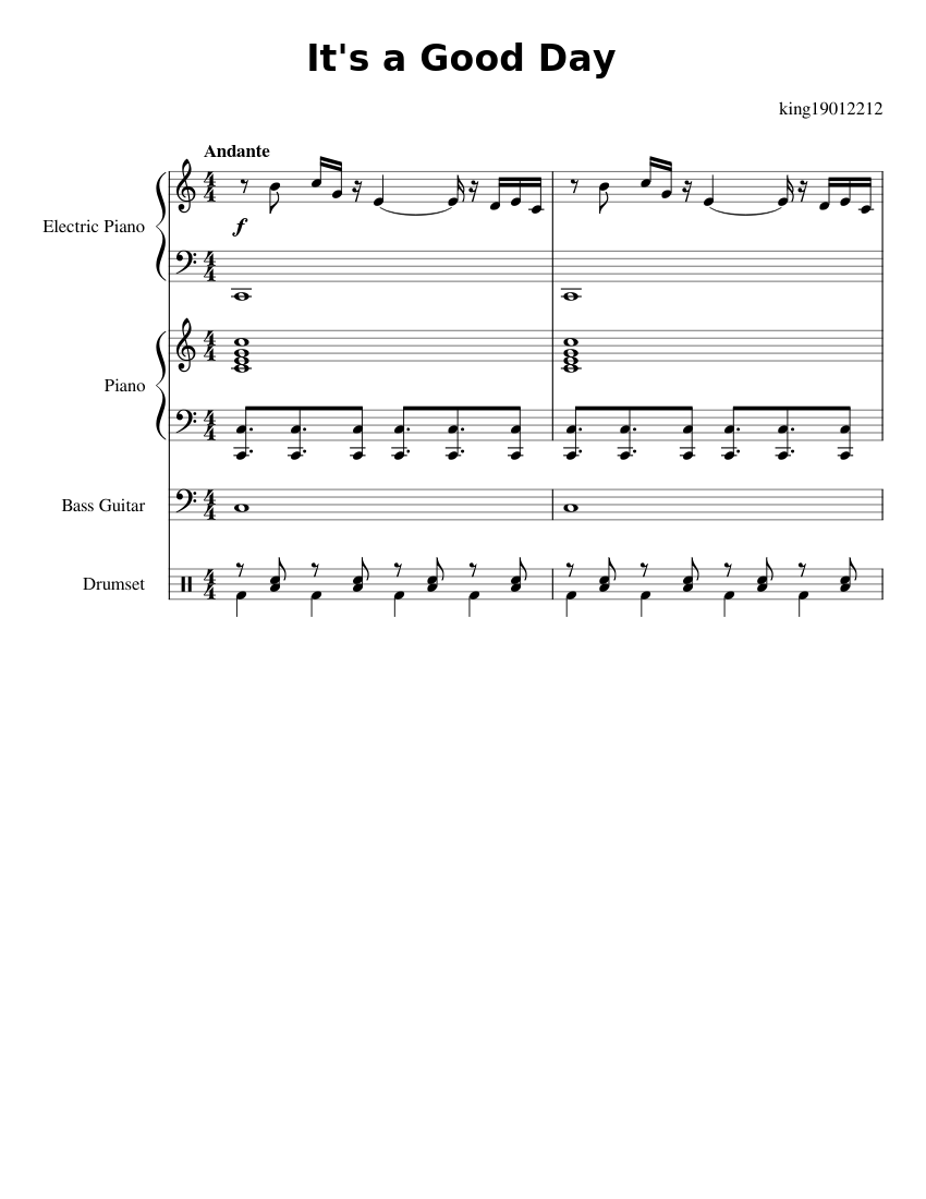 It's a Good Day Sheet music for Piano, Bass guitar, Drum group (Mixed ...