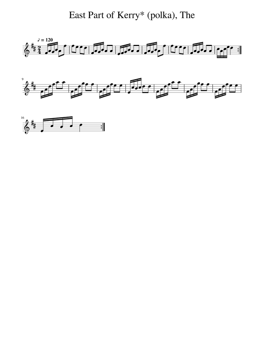 The East Part of Kerry* (polka) Sheet music for Piano (Solo ...
