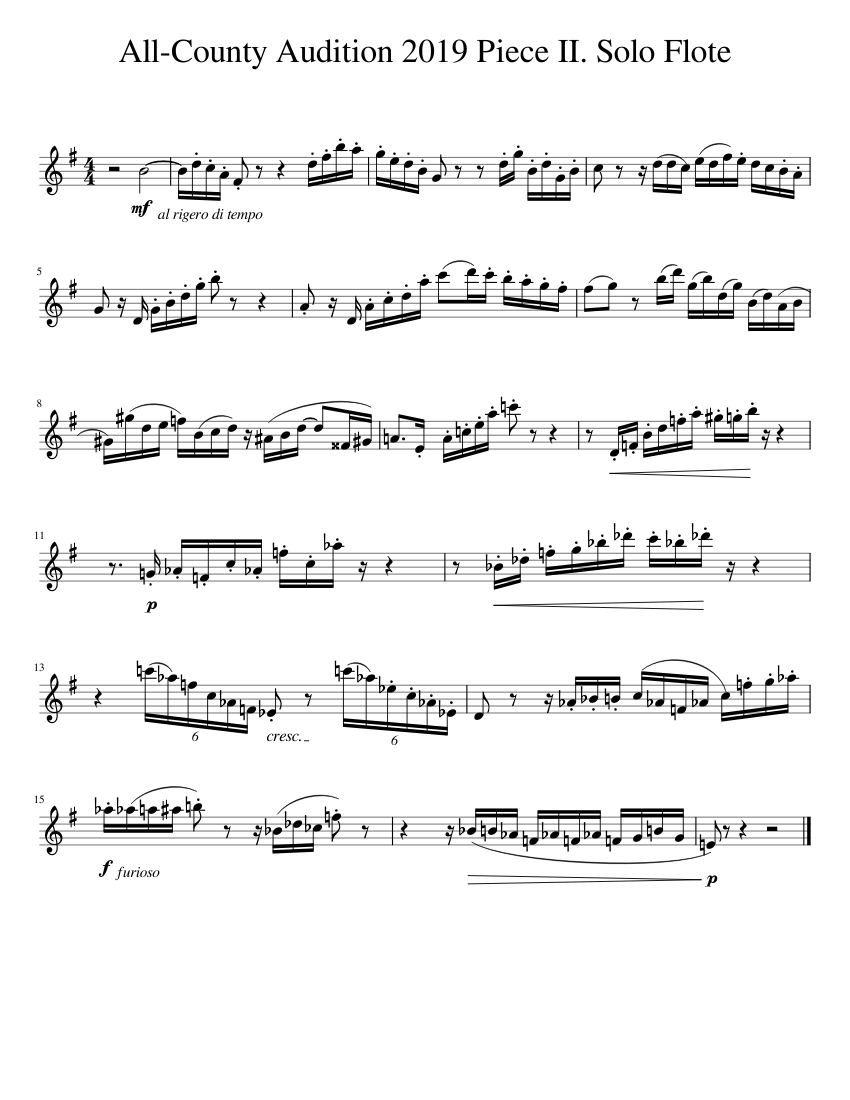 All-County Audition 2019 Piece II-No trill Sheet Music for Piano (Solo ...