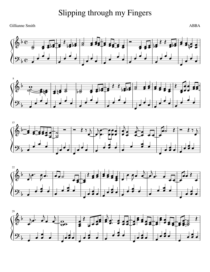 Slipping through my Fingers Sheet Music for Piano (Solo) easy ...