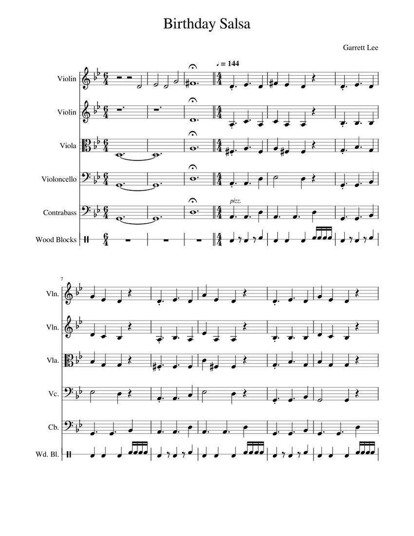 Birthday Salsa Sheet music for Contrabass, Violin, Viola, Cello & more ...