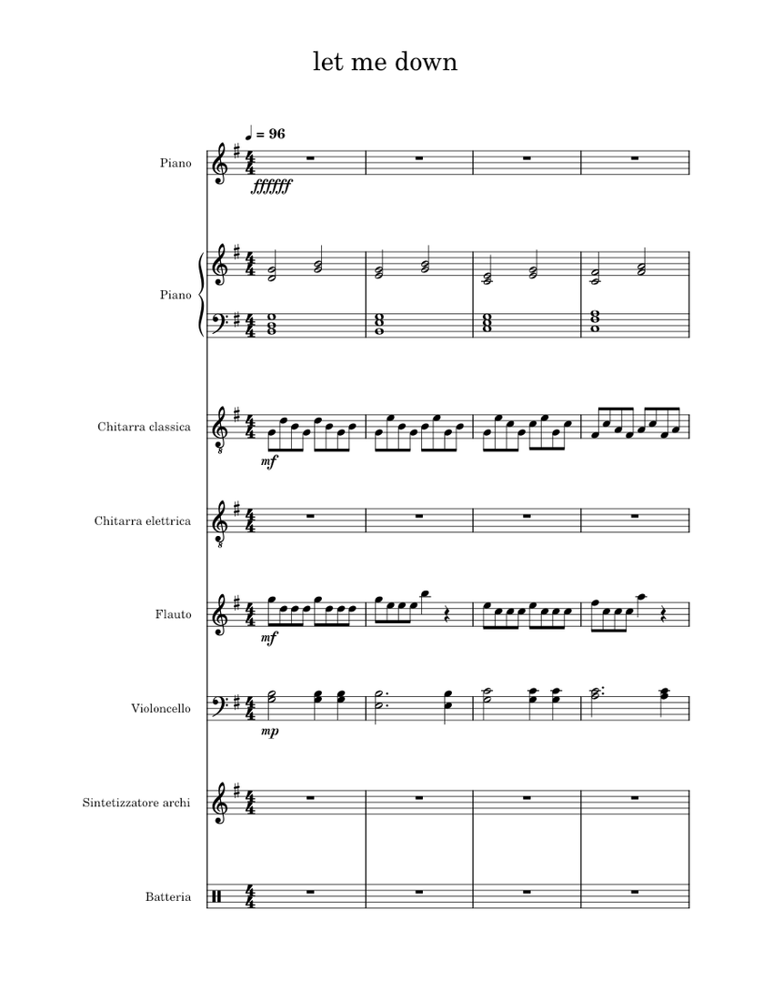 let me down Sheet music for Piano, Flute, Cello, Guitar & more ...