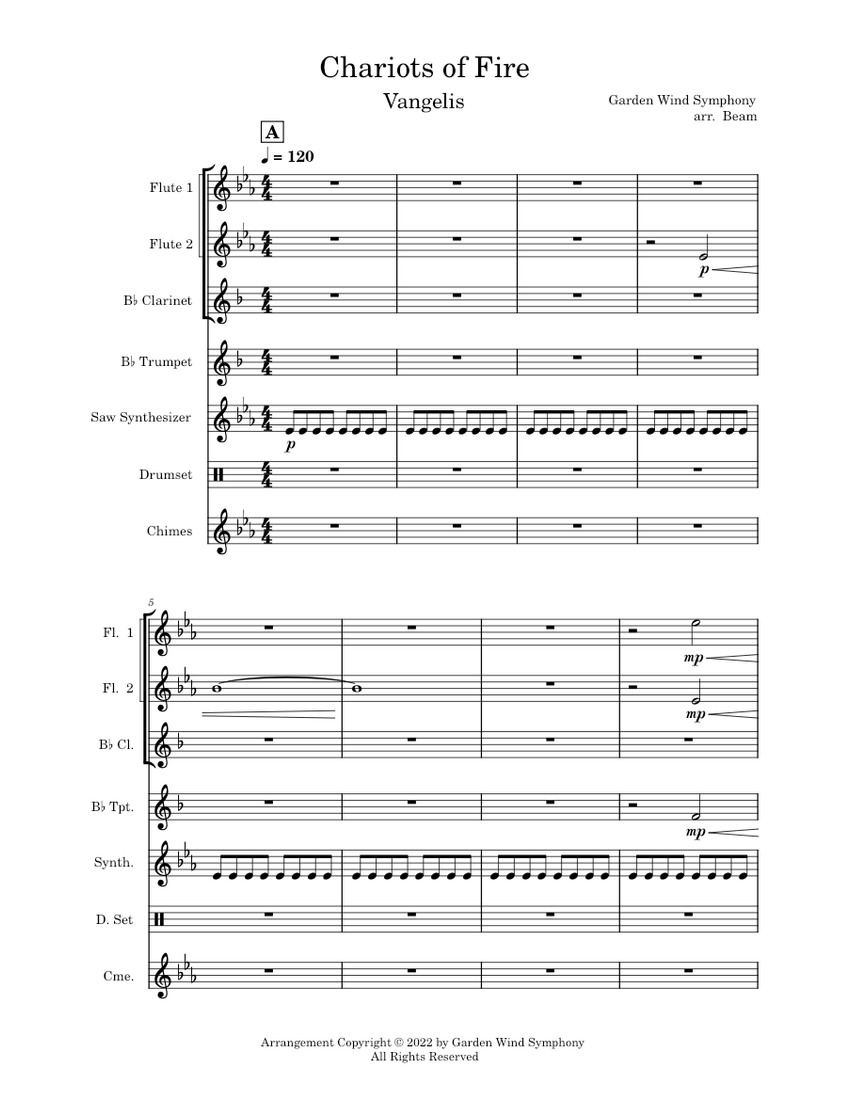 Chariots of Fire (1st edition) Sheet music for Flute, Clarinet in b ...