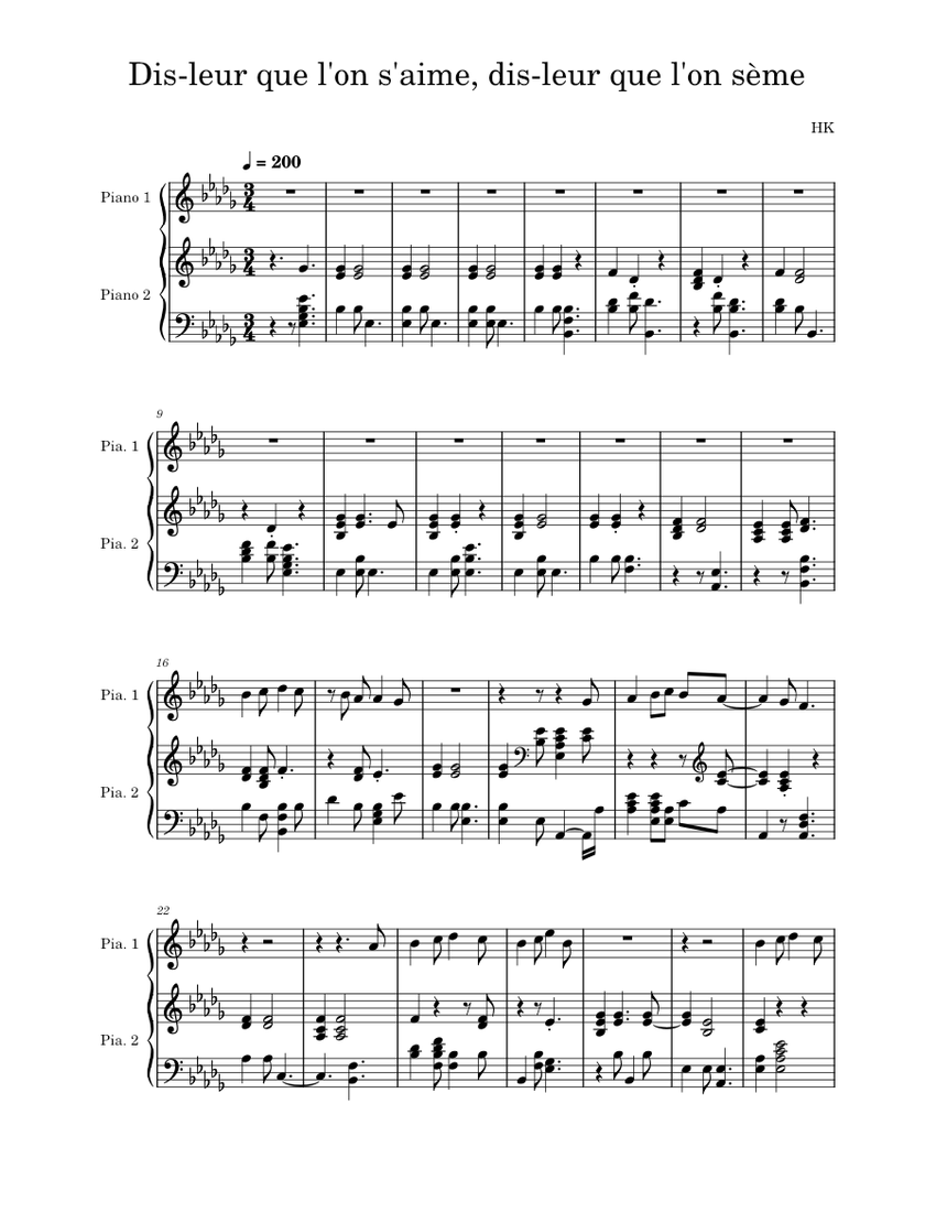 Dis-leur que l'on s'aime, dis-leur que l'on sème - Hamada Kaddour Sheet music for Piano (Piano ...