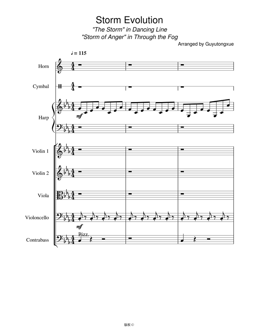 Dancing Line - The Storm (Storm Evolution) Sheet Music for French horn ...
