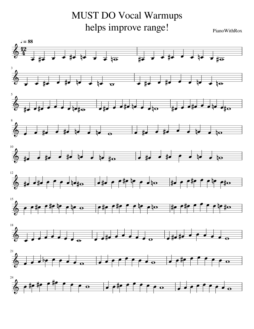 Vocal Warmups - piano tutorial