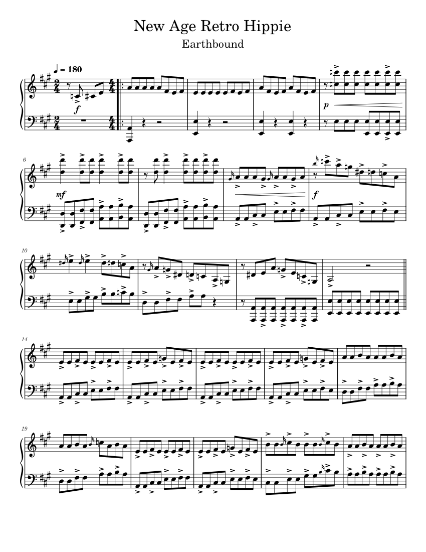 Franky (New Age Retro Hippie) - Earthbound (Piano) Sheet music for ...