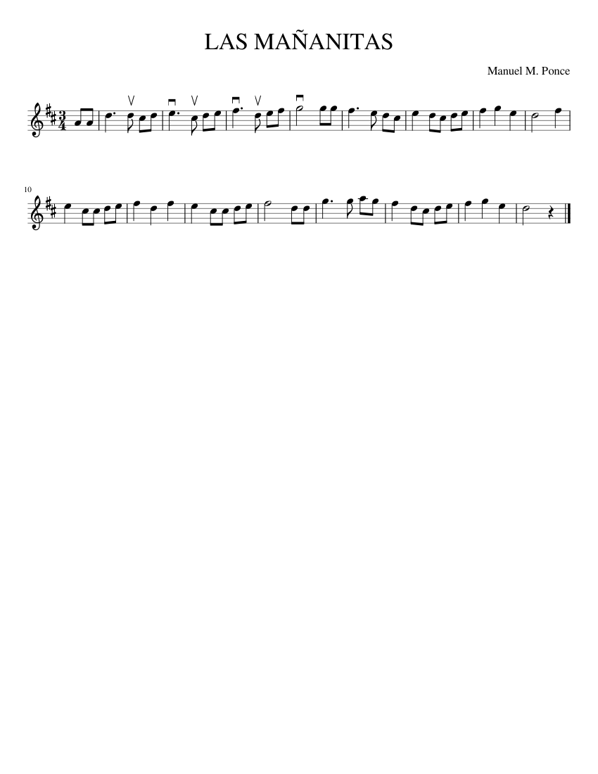 LAS MAÑANITAS Sheet Music for Violin (Solo) | MuseScore.com