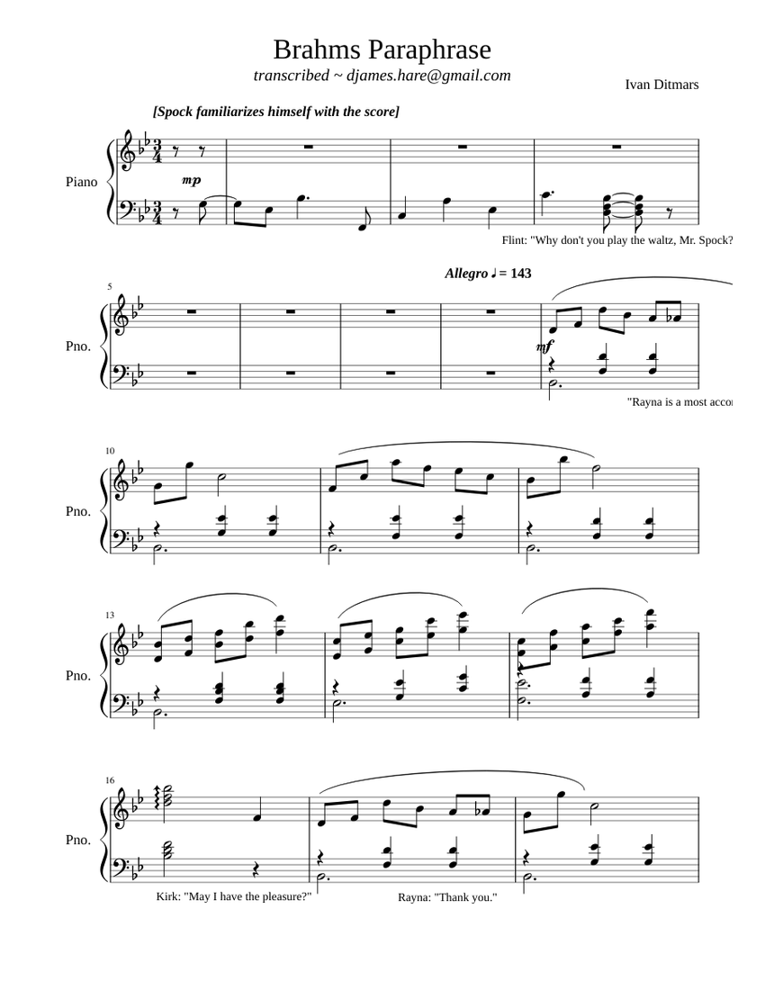 Brahms Paraphrase Sheet Music for Piano (Solo) | MuseScore.com