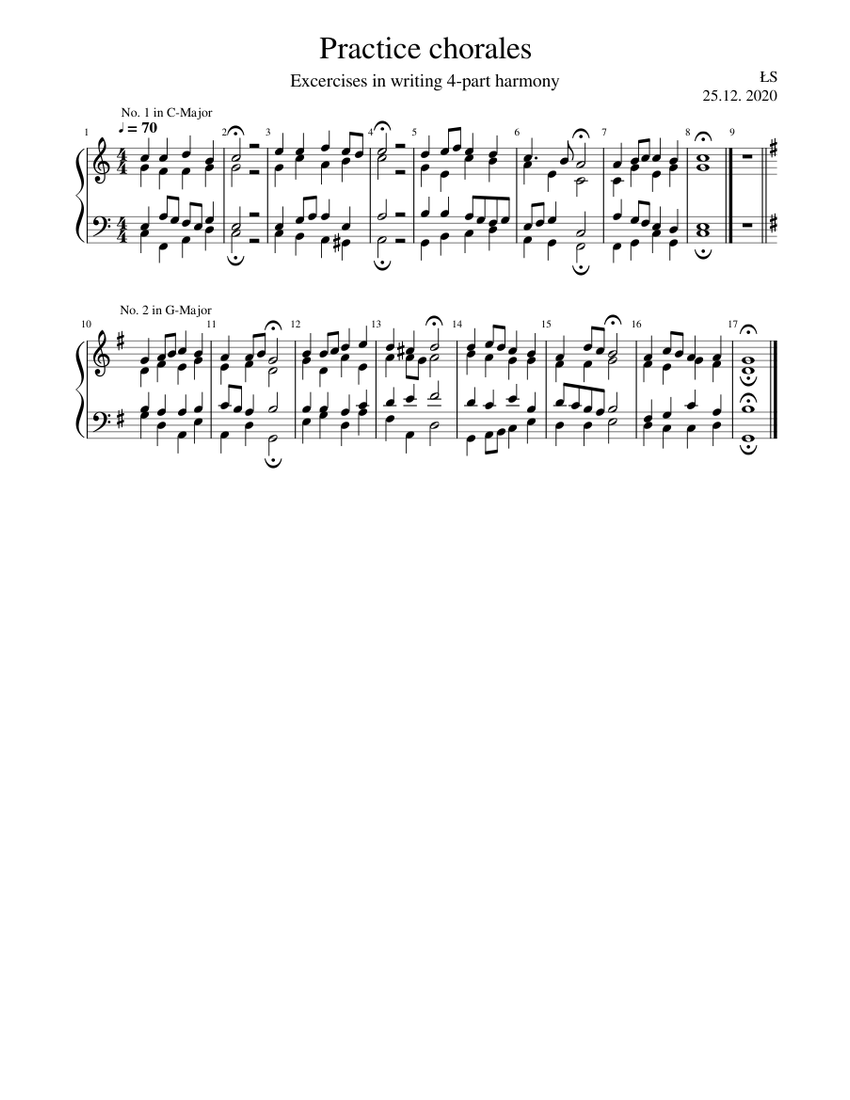 Practice chorales 1 - piano tutorial