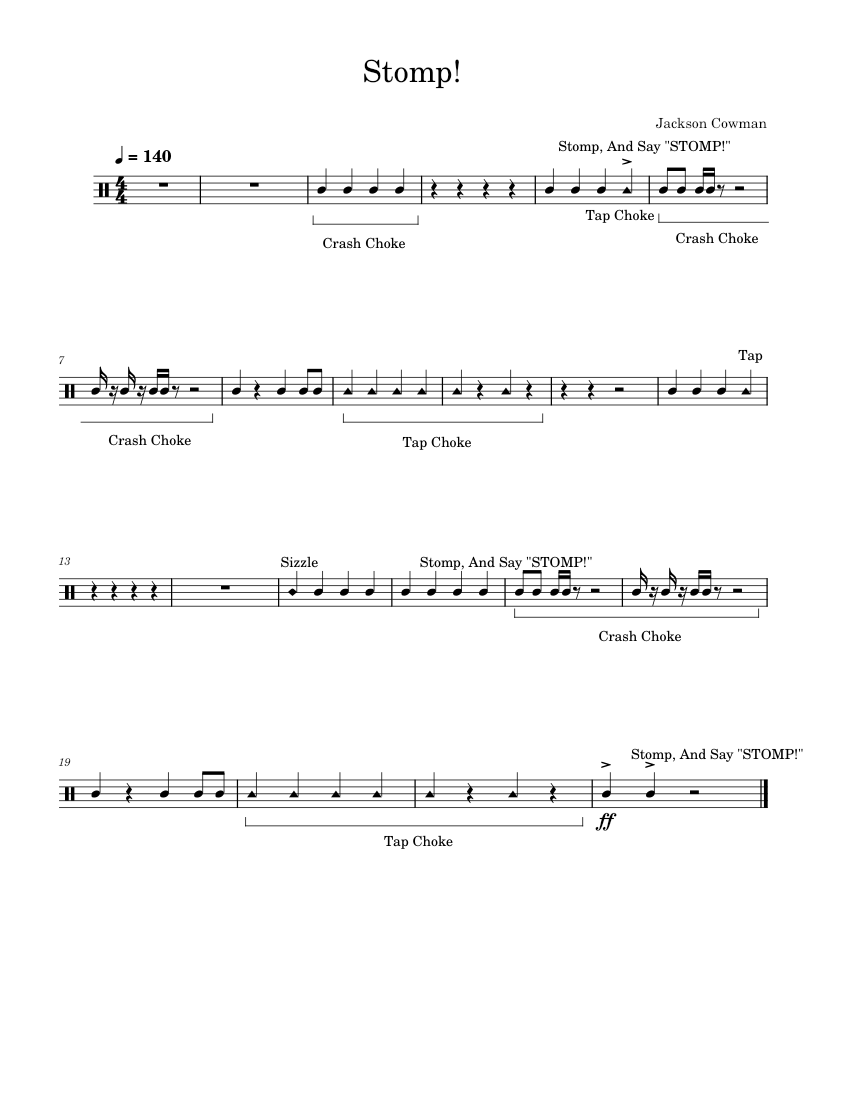 Stomp! Cymbals Sheet music for Crash (Percussion Quartet) | Musescore.com
