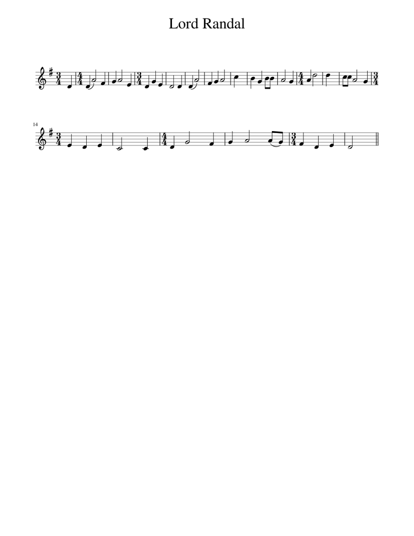 Lord Randal Sheet music for Piano (Solo) Easy | Musescore.com