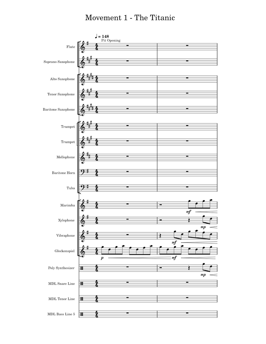 Movement 1 - The Titanic Sheet music for Tuba, Mellophone, Flute ...