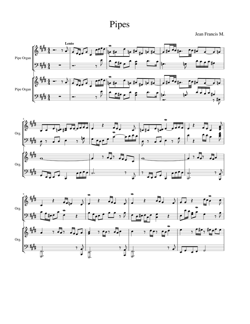 Pipes Sheet music for Organ (Mixed Duet) | Musescore.com