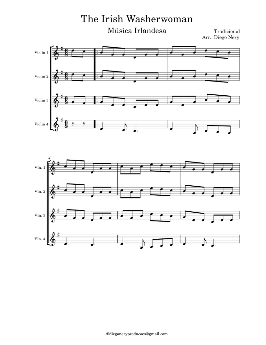 The irish washerwoman – Misc Traditional Sheet Music for Strings group ...