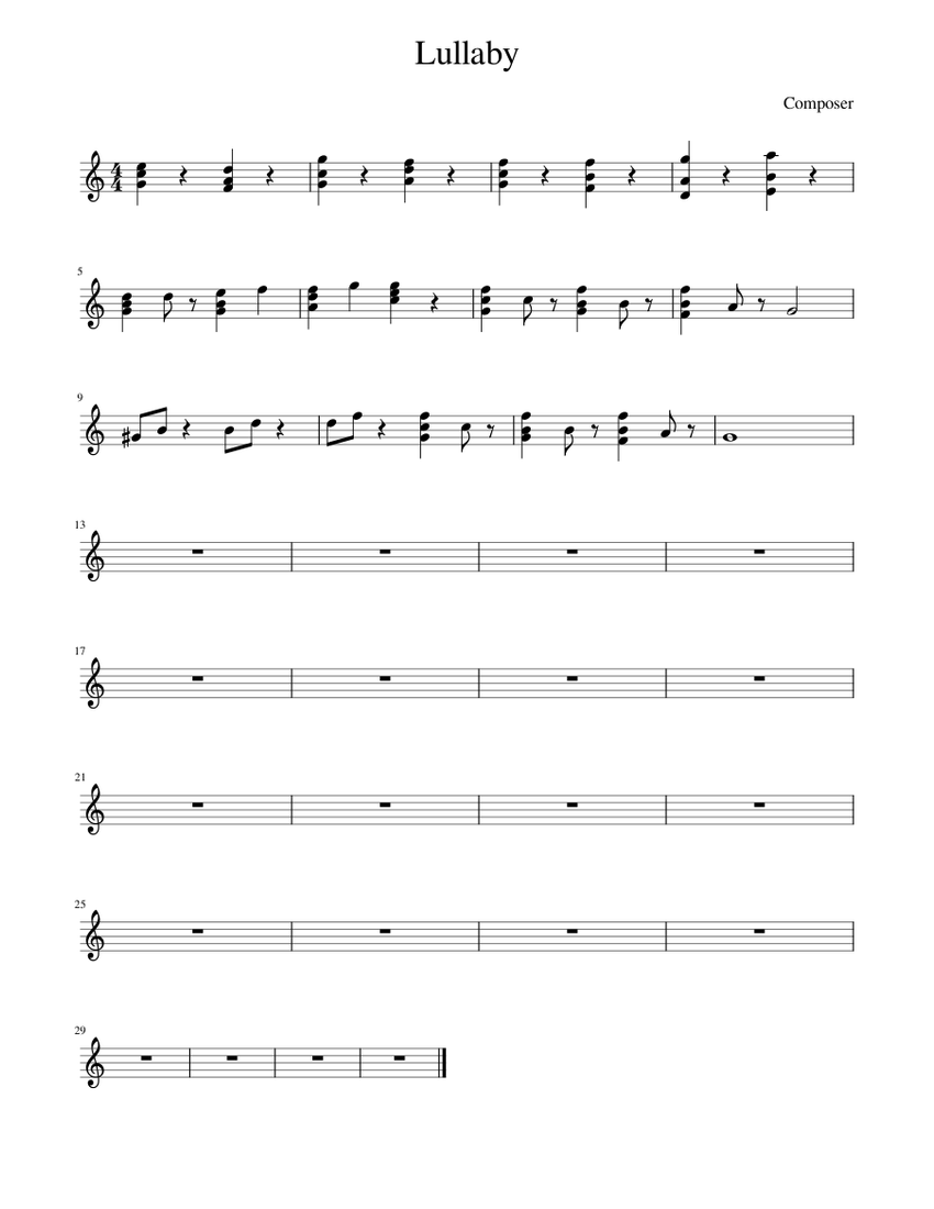 Lullaby Sheet music for Piano (Solo) Easy | Musescore.com