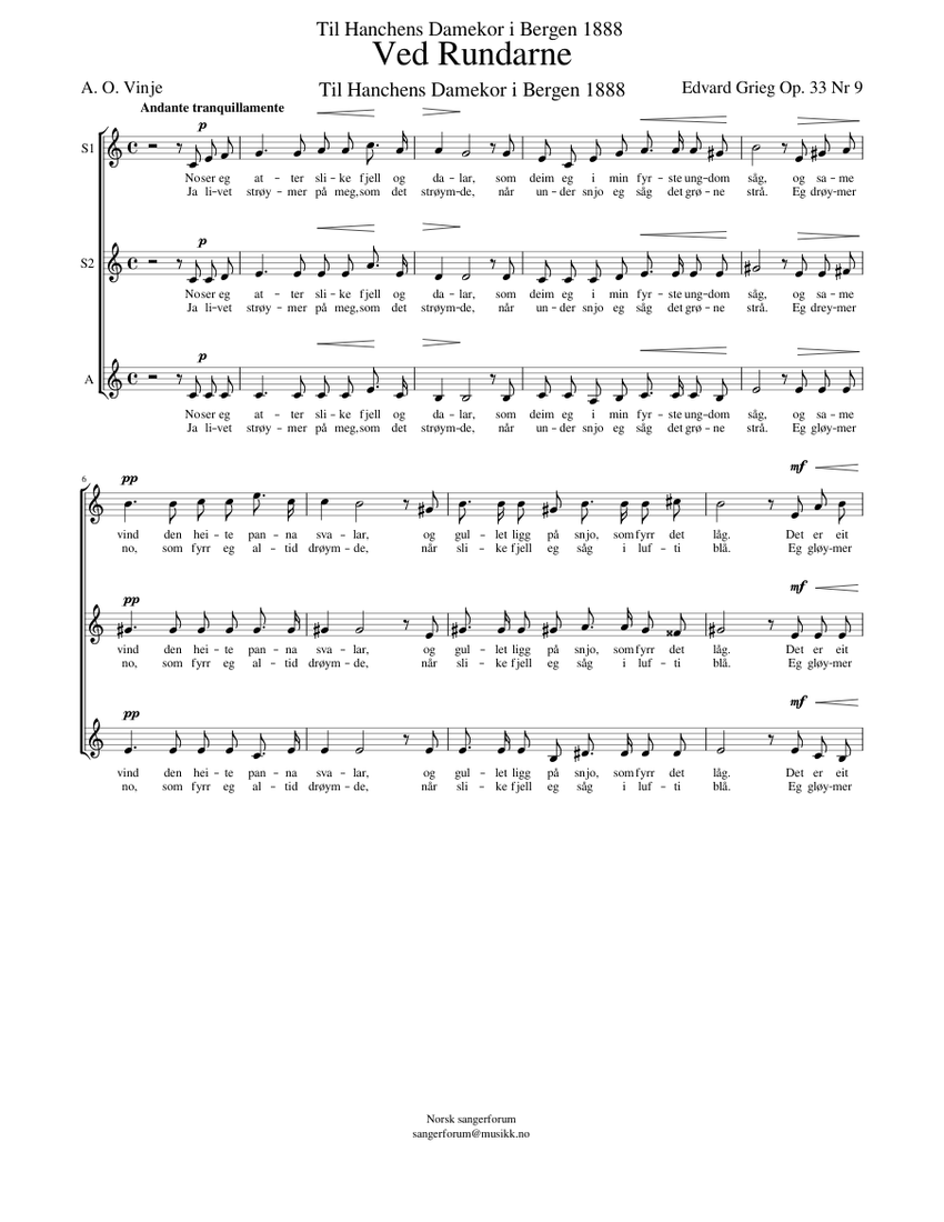 Ved Rundarne Sheet music for Soprano, Alto (Choral) | Musescore.com