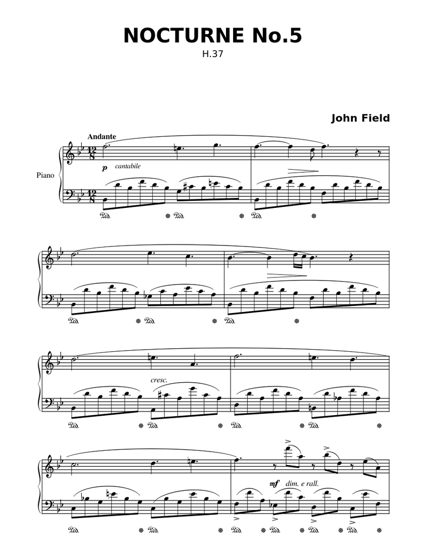 NOCTURNE – John Field Sheet music for Piano (Solo) | Musescore.com