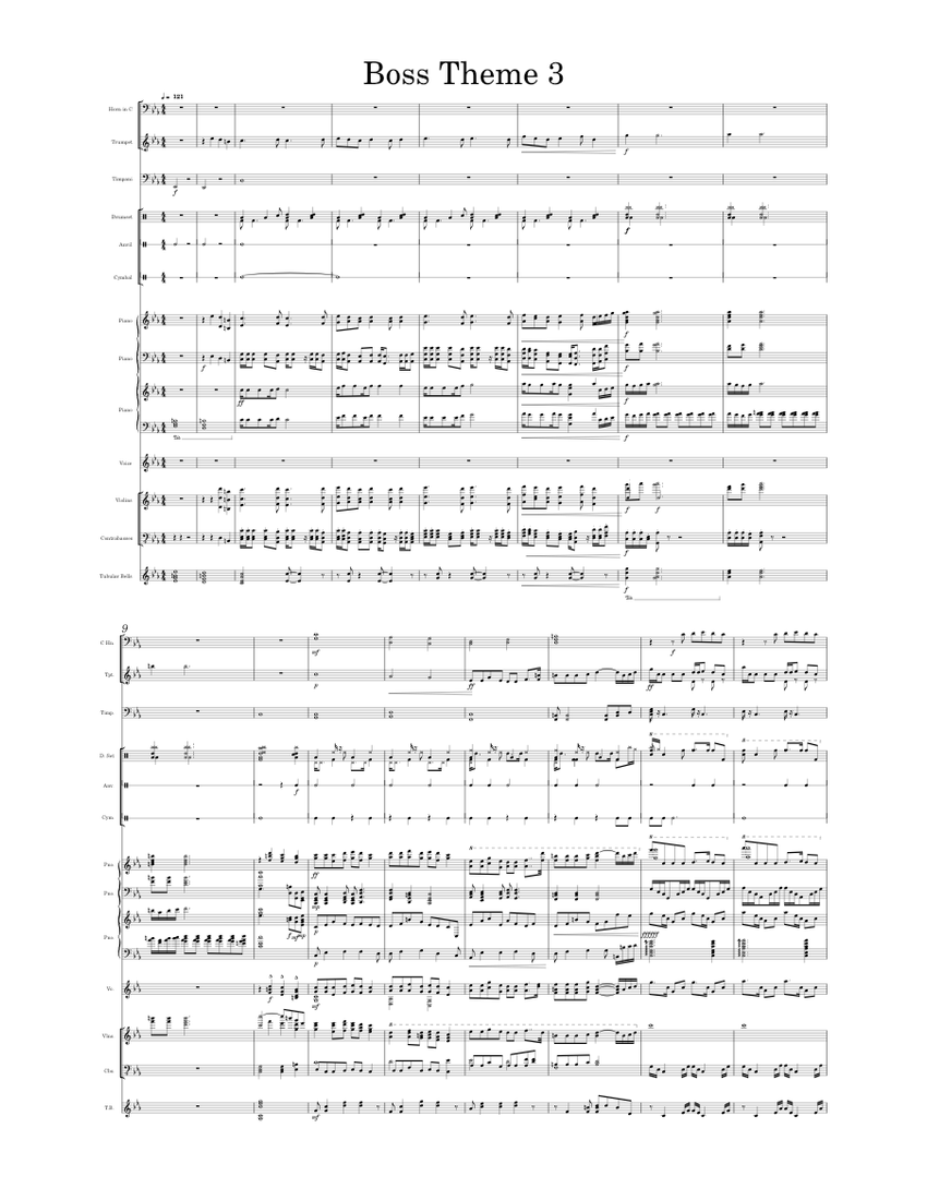 Cuniculum- Boss Theme Sheet music for Piano, Vocals, Timpani, Crash ...