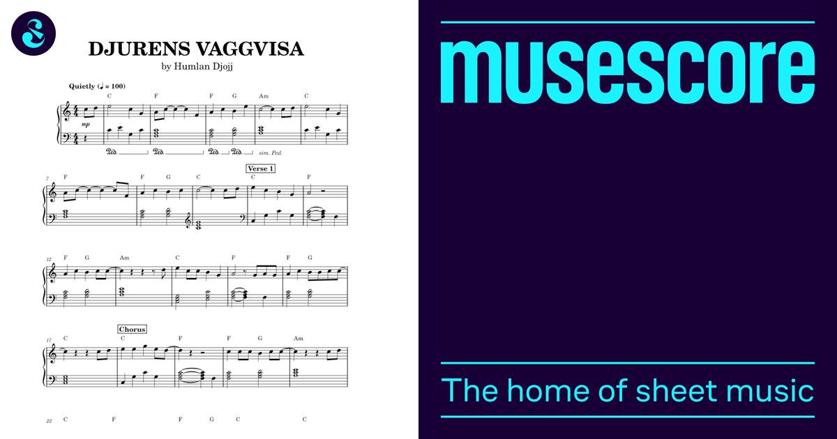 Djurens vaggvisa - Humlan Djojj Sheet Music for Piano (Solo) Easy ...