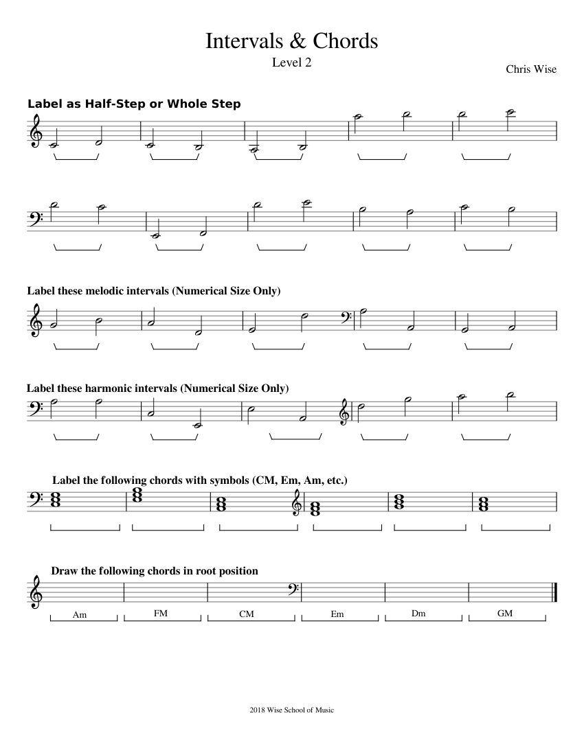 Intervals & Chords - Level 2 Sheet music for Piano (Solo) | Musescore.com