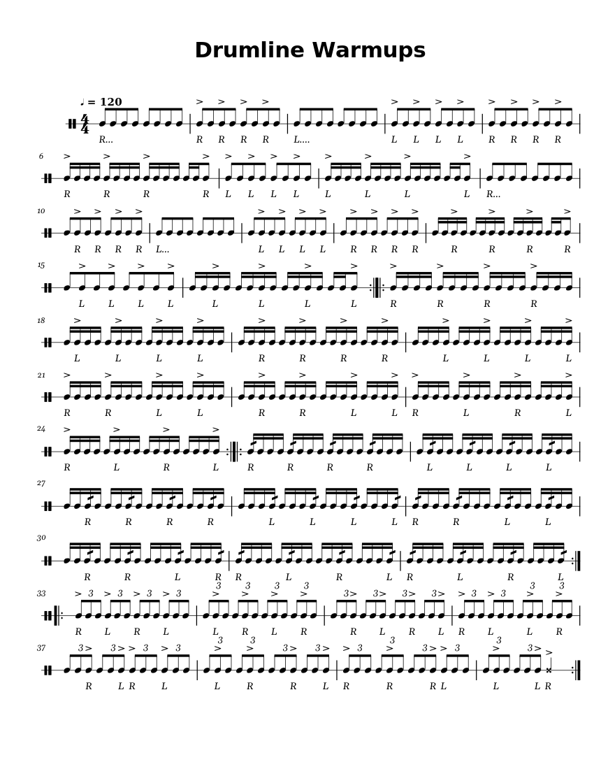 Drumline Warmups Sheet music for Snare drum (Marching Band) | Musescore.com