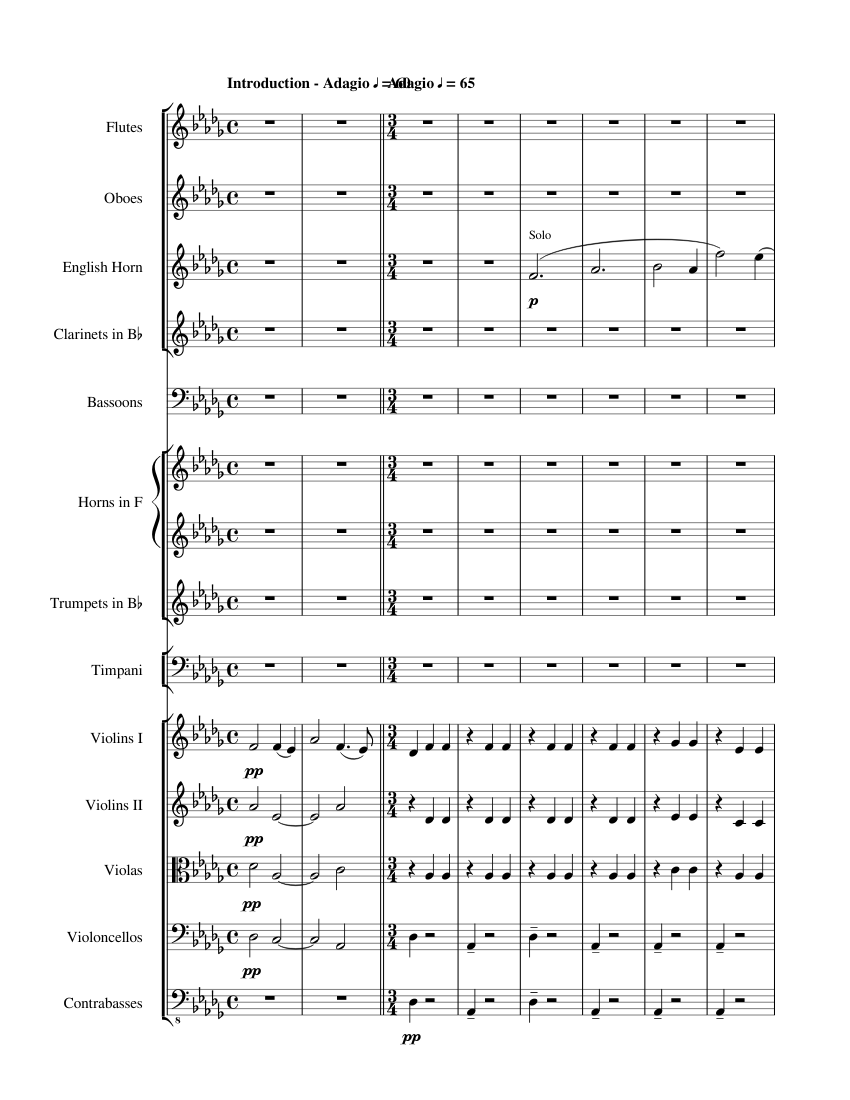 Symphony No. 3 in D Major, Movement III Sheet music for Flute, Oboe ...