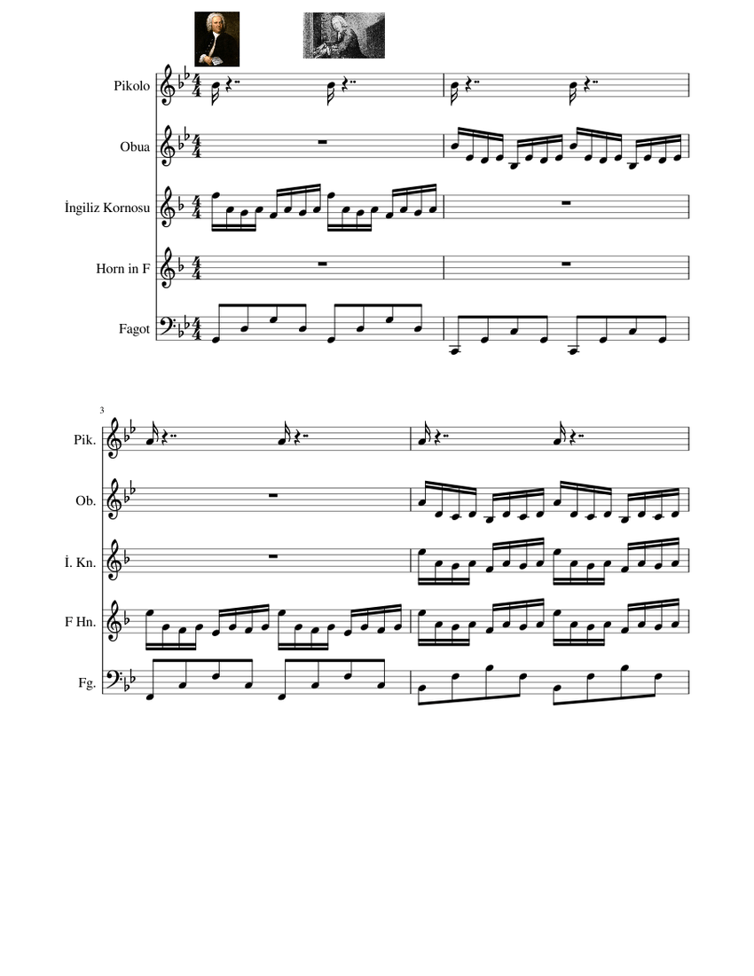 BACH G Minor Wind Instruments Sheet music for Flute piccolo, Oboe ...