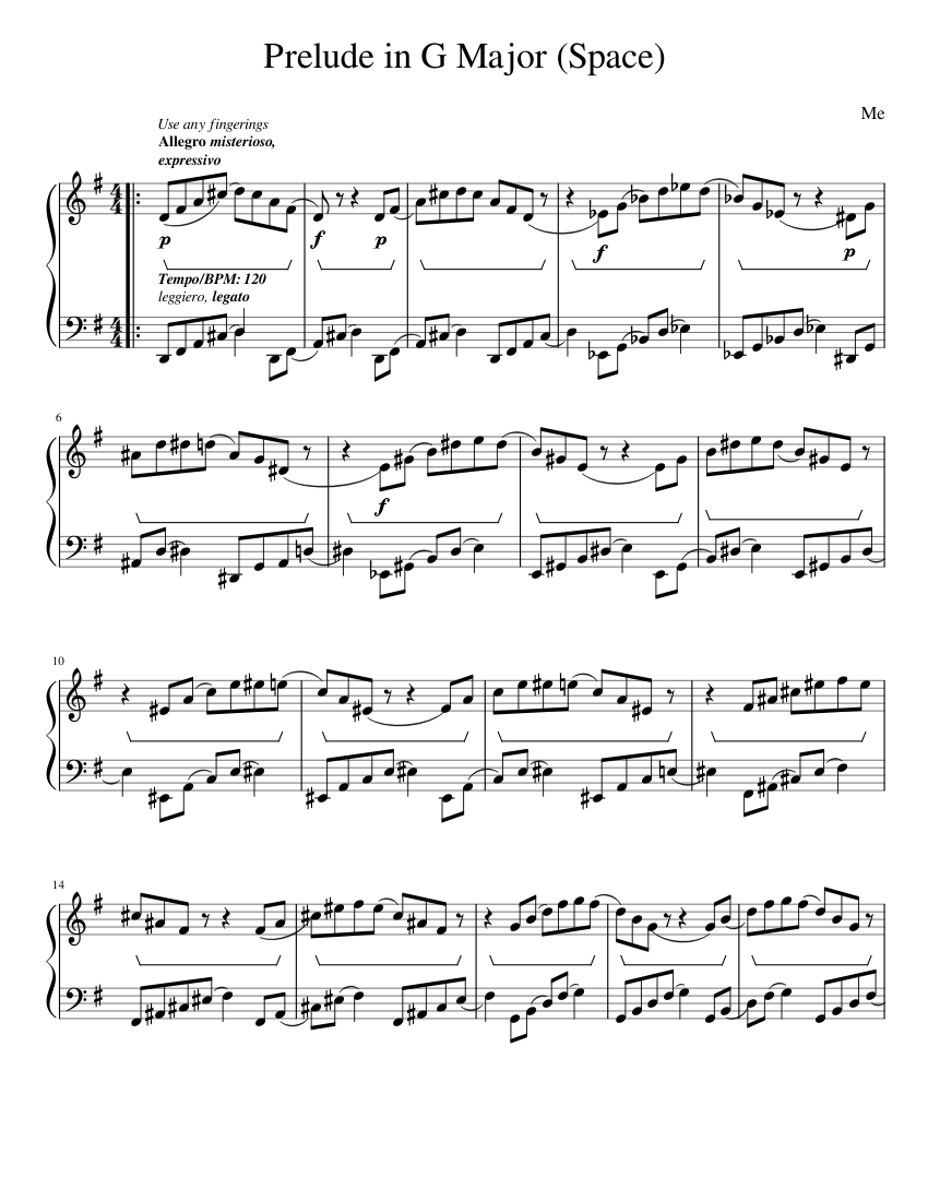 Prelude in G Major, "Space" Sheet music for Piano (Solo) | Musescore.com