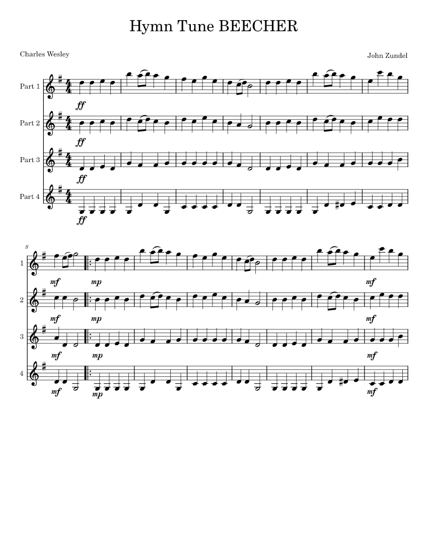 Beecher - John Zundel – John Zundel Sheet Music for Baritone horn ...