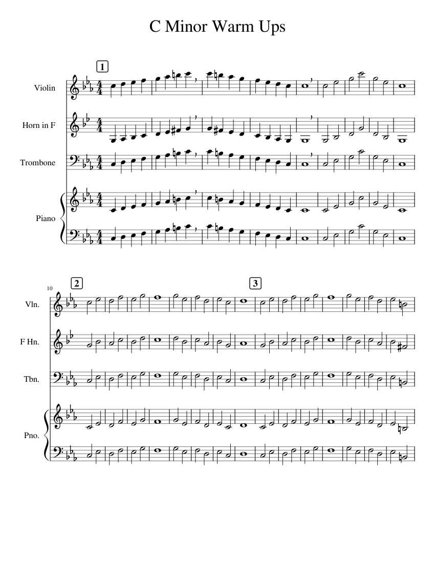 Concert_C_Minor_Scale Sheet Music for Piano, Trombone, French horn ...
