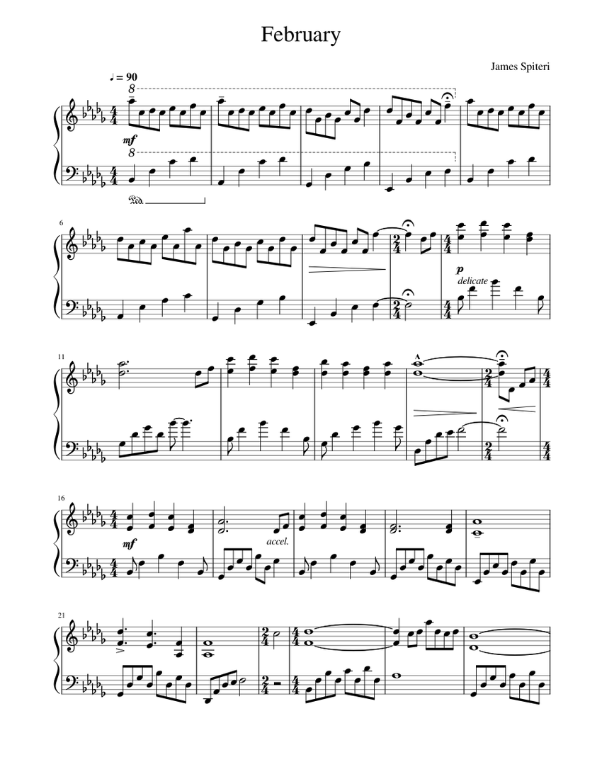 February James Spiteri Sheet Music for Piano (Solo) | MuseScore.com