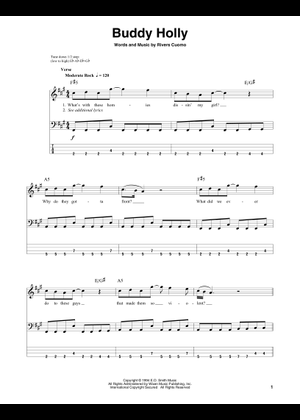 Buddy Holly - Weezer (Rift) Sheet Music for Guitar (Solo) | MuseScore.com