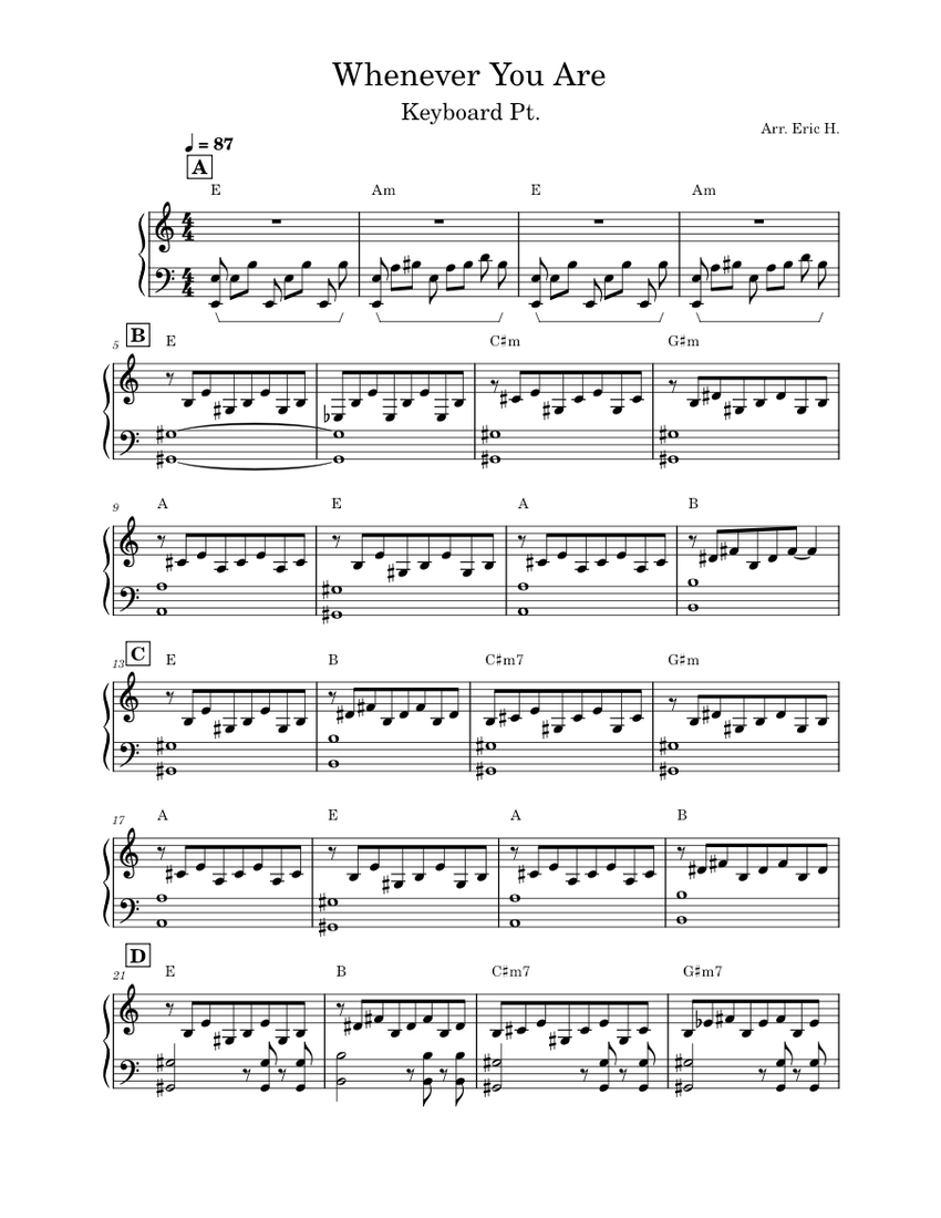 Whenever You Are Keyboard Score Whenever_You_Are Sheet Music with ...