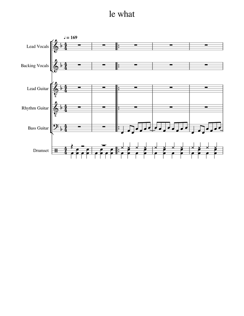 le what Sheet music for Vocals, Guitar, Bass guitar, Drum group (Mixed ...