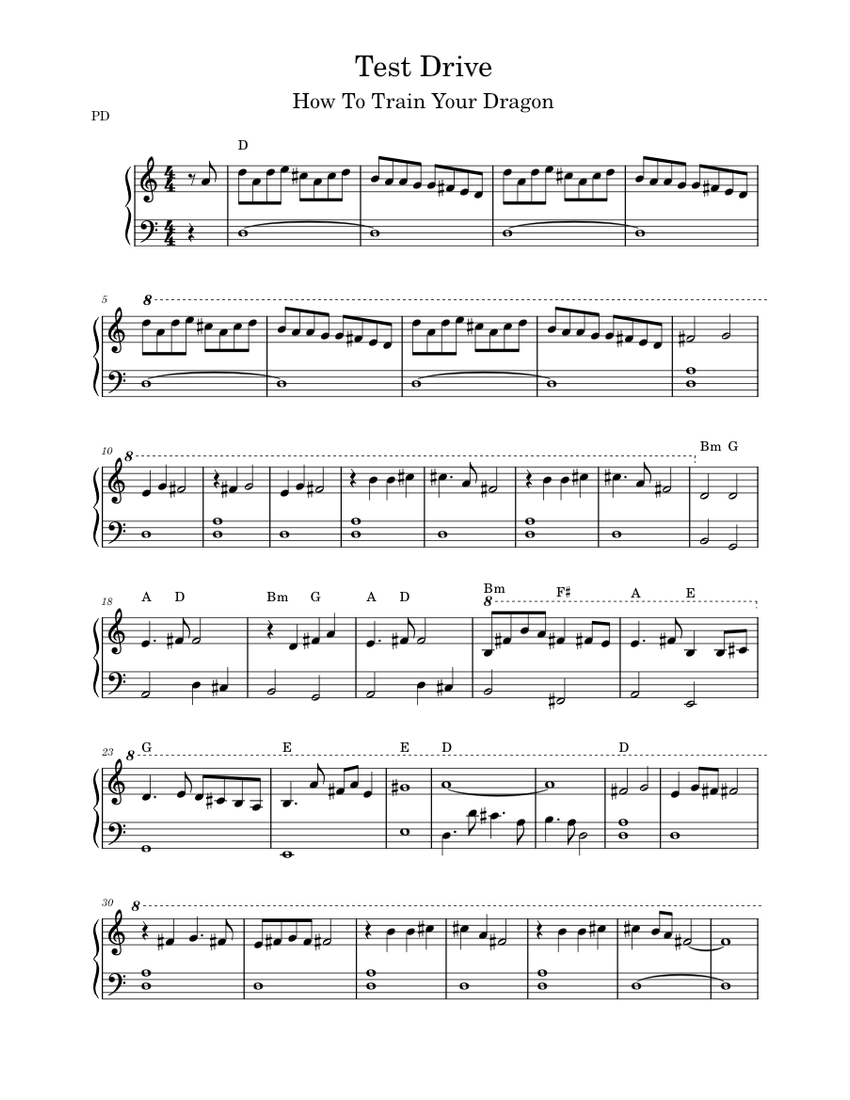 Test Drive – John Powell How To Train Your Dragon Sheet Music with ...
