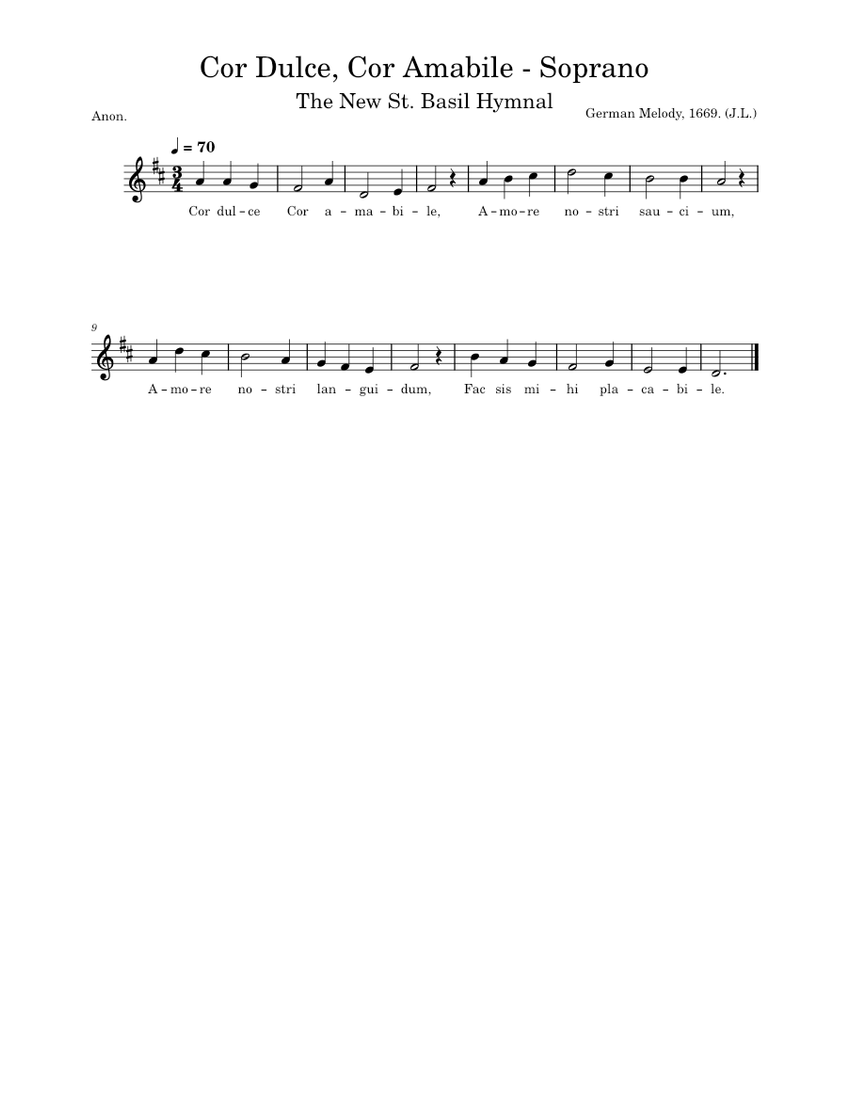 Cor Dulce, Cor Amabile - Soprano Sheet Music for Vocals (SATB ...