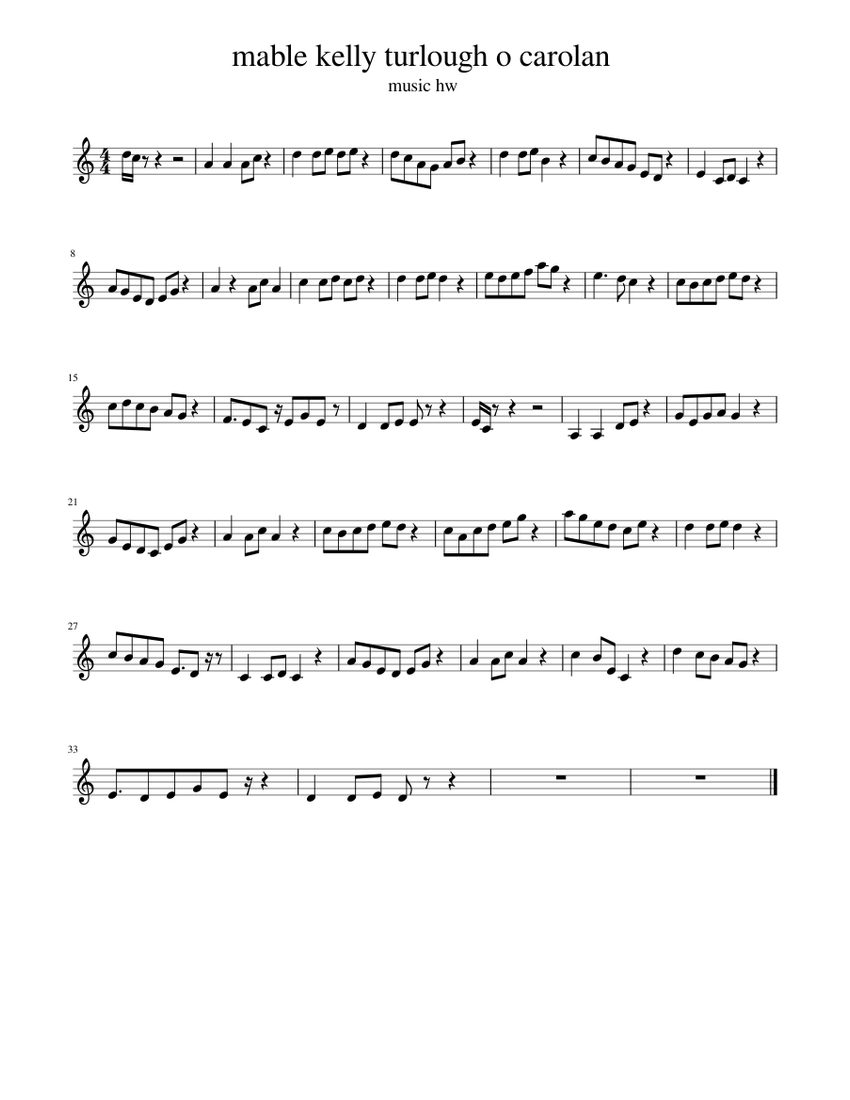 mable kelly turlough o carolan Sheet music for Piano (Solo) | Musescore.com